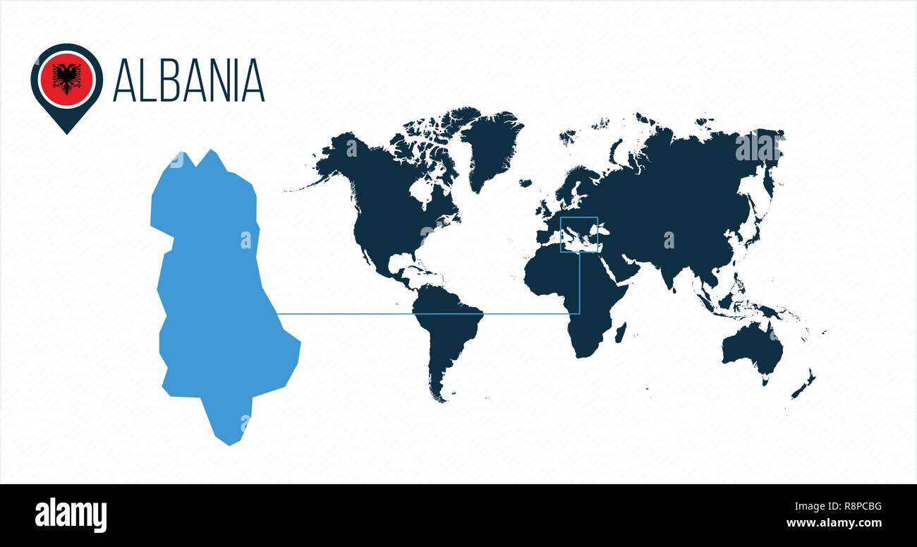 Albania location on the world map for infographics. All world countries ...