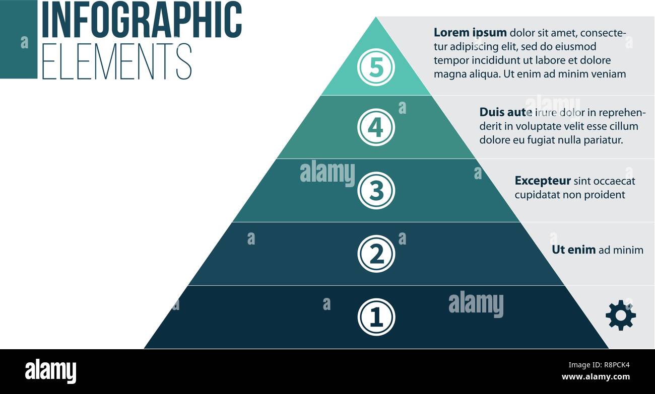 Pyramid infographic template with five elements, vector illustration ...