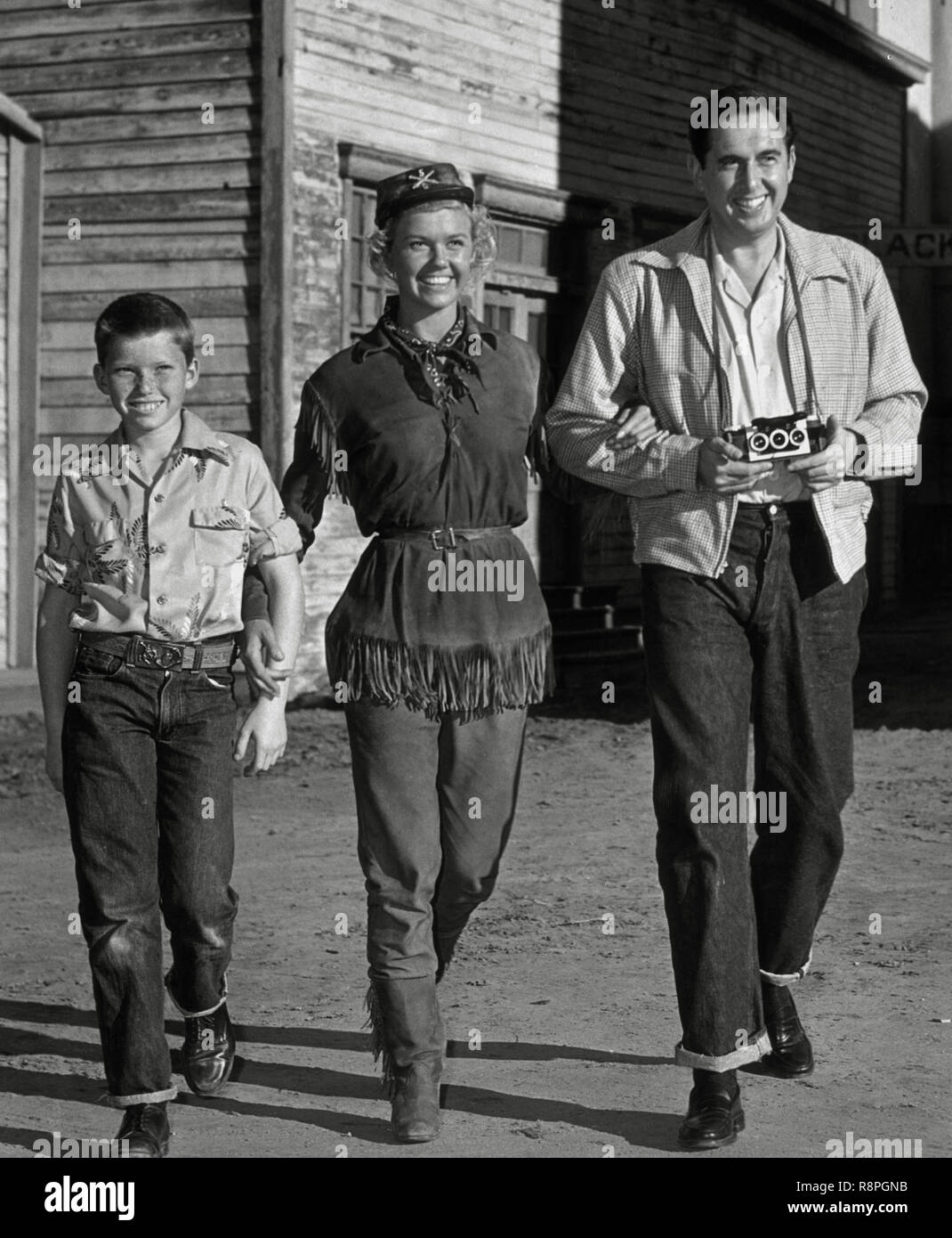 Doris Day, Terry Melcher (son), Marty Melcher (husband) on the set of ...