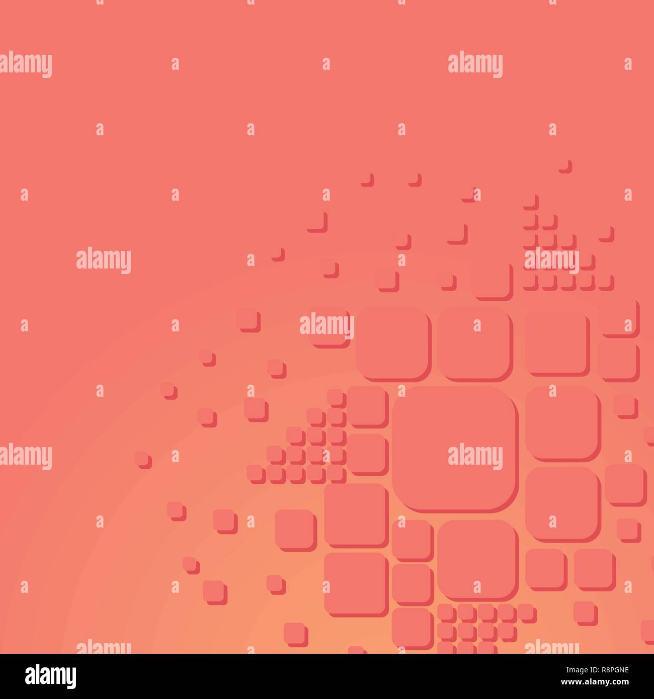 Creative flat vector collage with rounded squares in Living Coral color ...