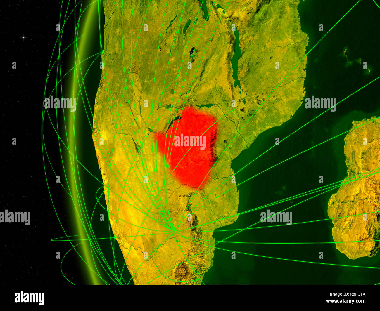Zimbabwe network map hi-res stock photography and images - Alamy