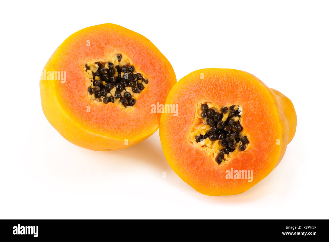 half of ripe papaya isolated on a white background Stock Photo - Alamy