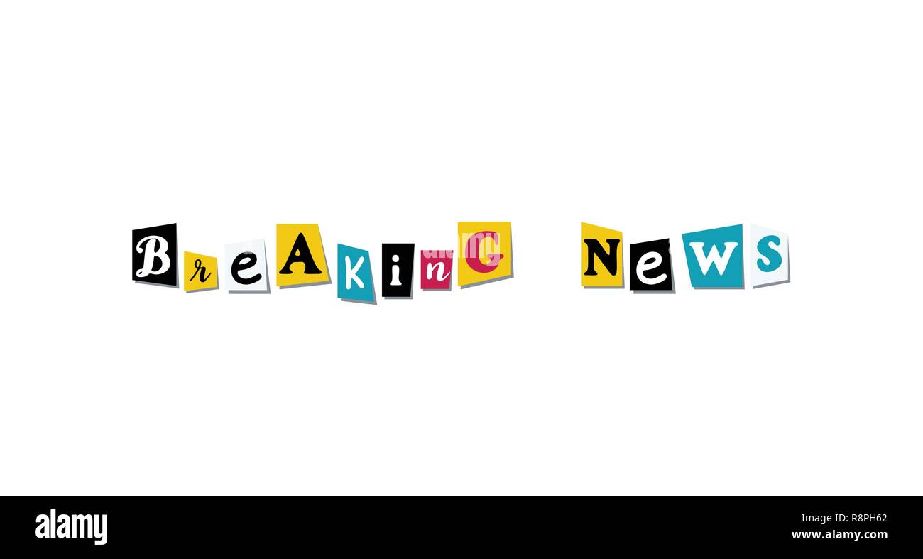 Breaking news colorful cut newspaper symbols design Stock Vector Image ...