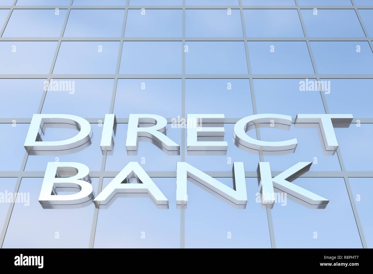 3D illustration of office building with the script DIRECT BANK Stock ...