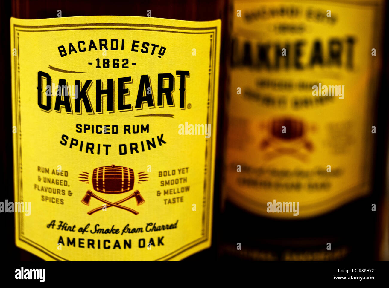 Oakheart Spiced Rum spirit drink, popular product of Bacardi Limited in ...