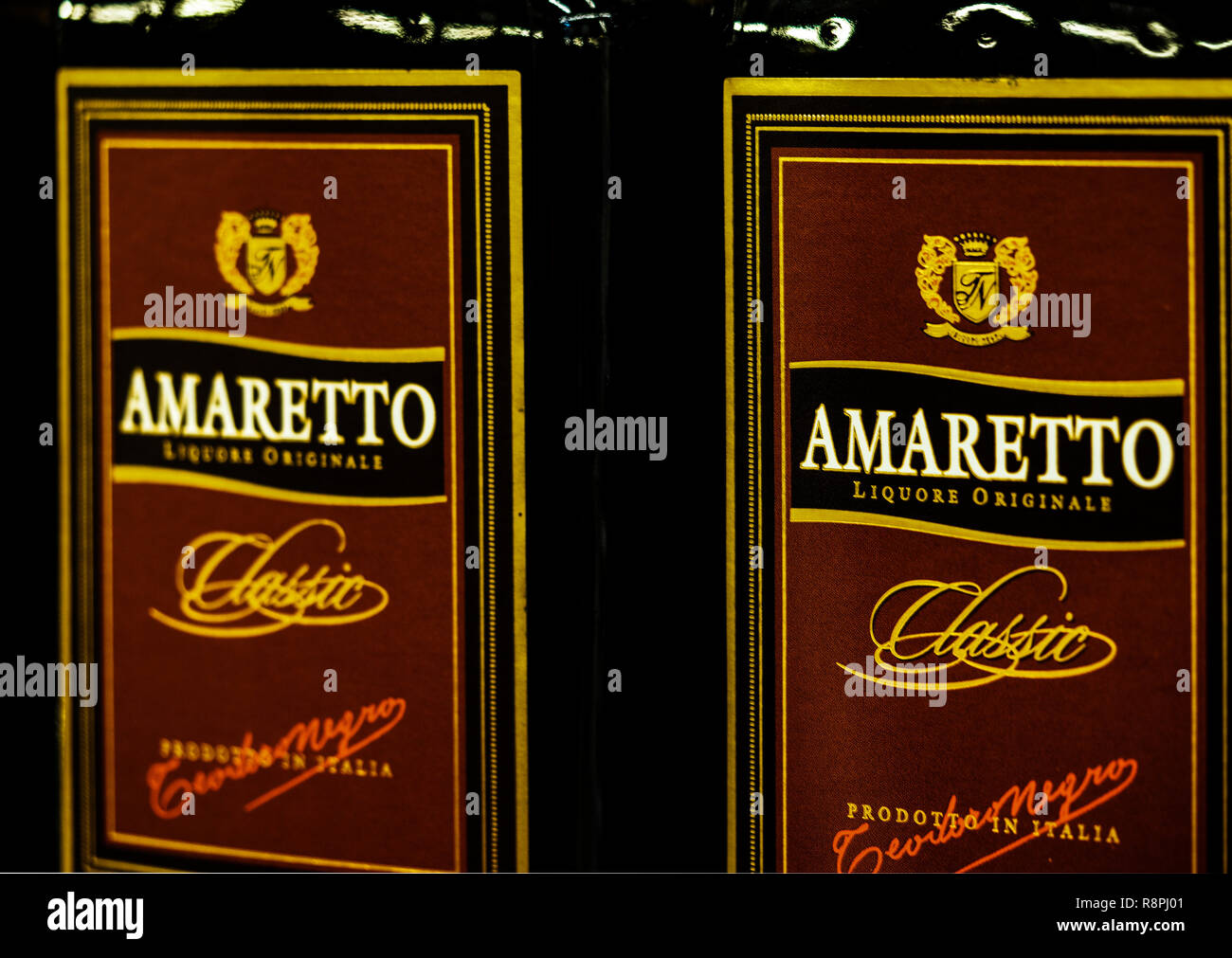 Amaretto liquor in the store Stock Photo - Alamy