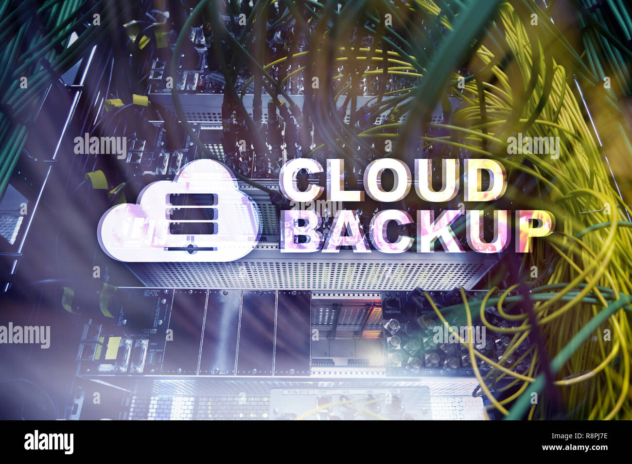 Cloud backup. Server data loss prevention. Cyber security Stock Photo ...