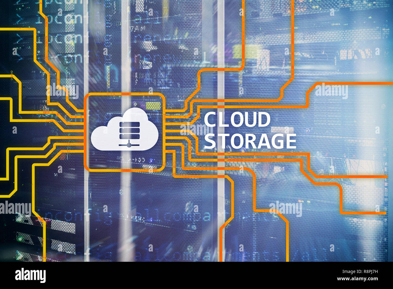 Cloud data storage concept on server room background Stock Photo - Alamy