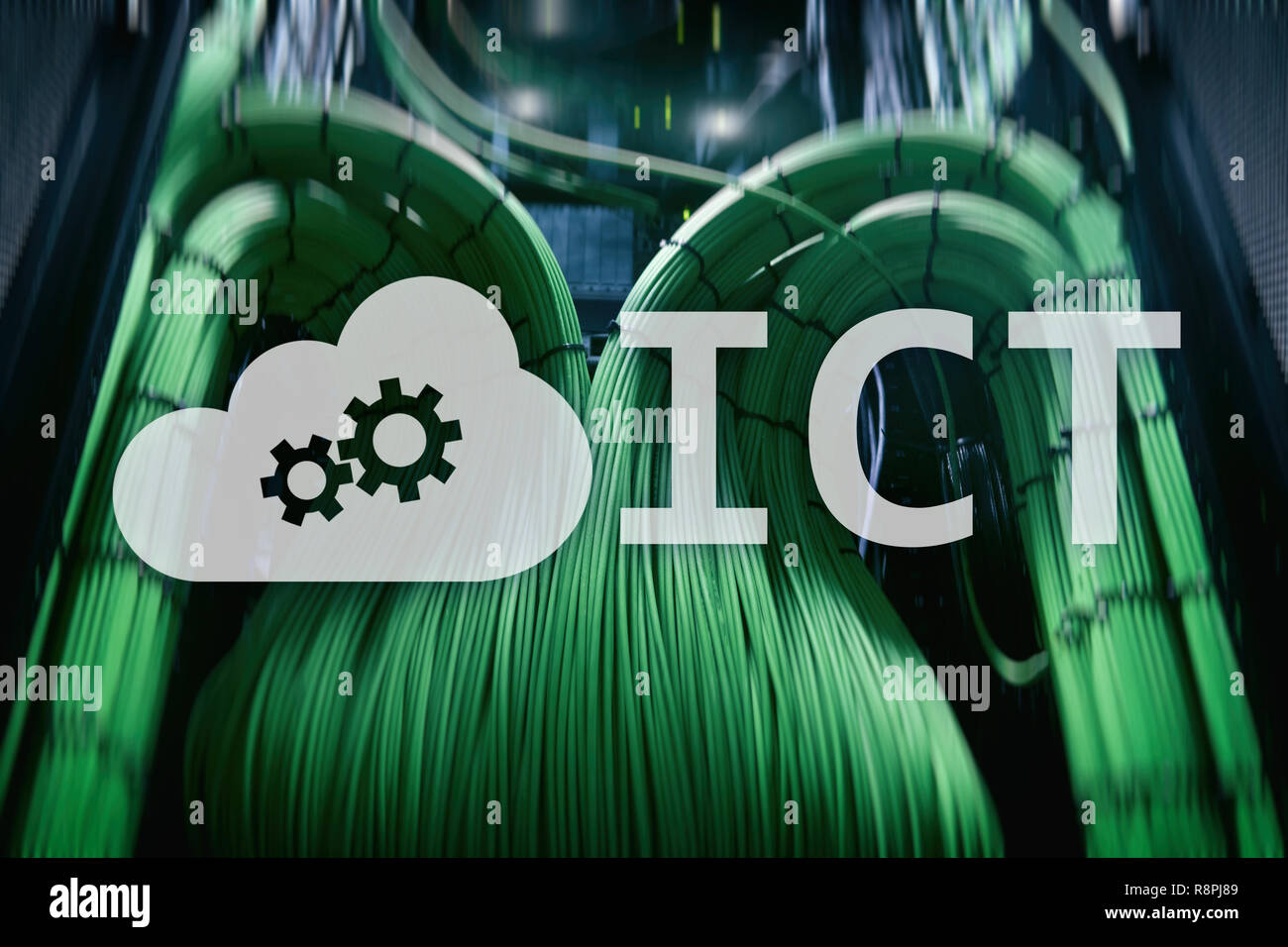 ICT - information and communications technology concept on server room ...