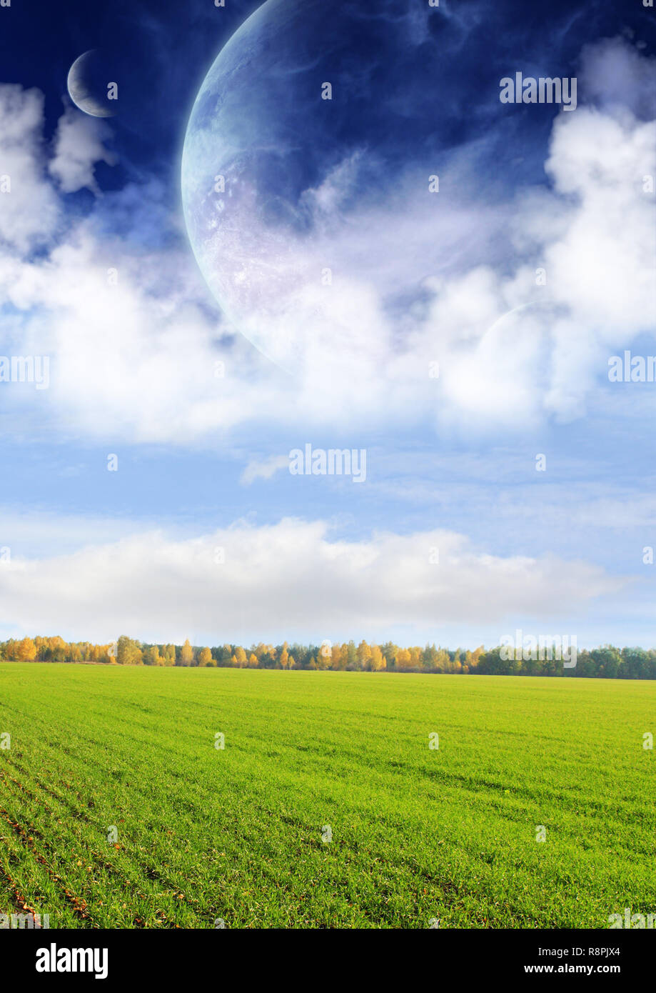 Collage - fields of a far planet Stock Photo - Alamy