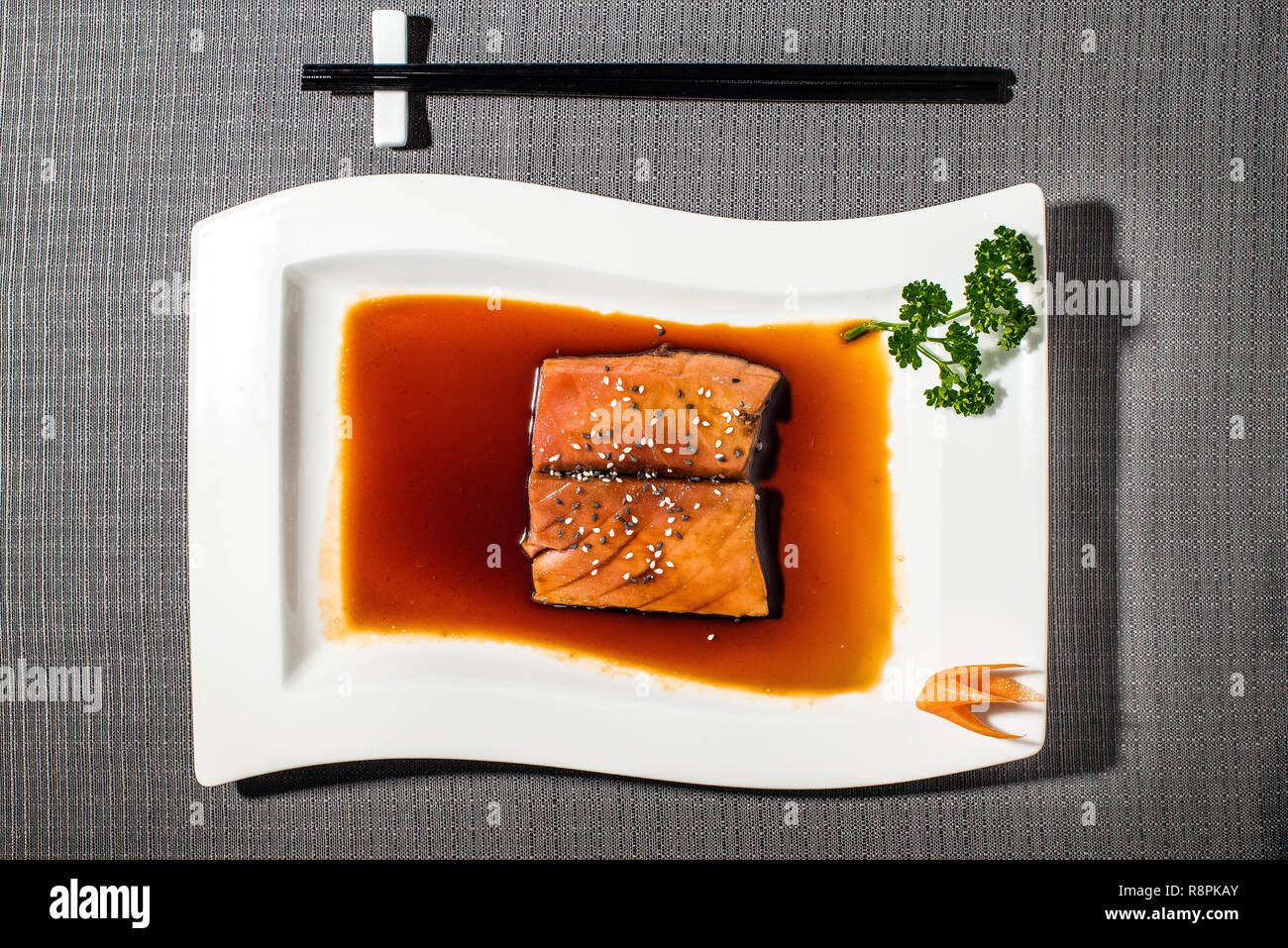 spotted tuna fillets marinated in citrus fruit sauce, fusion cousine ...