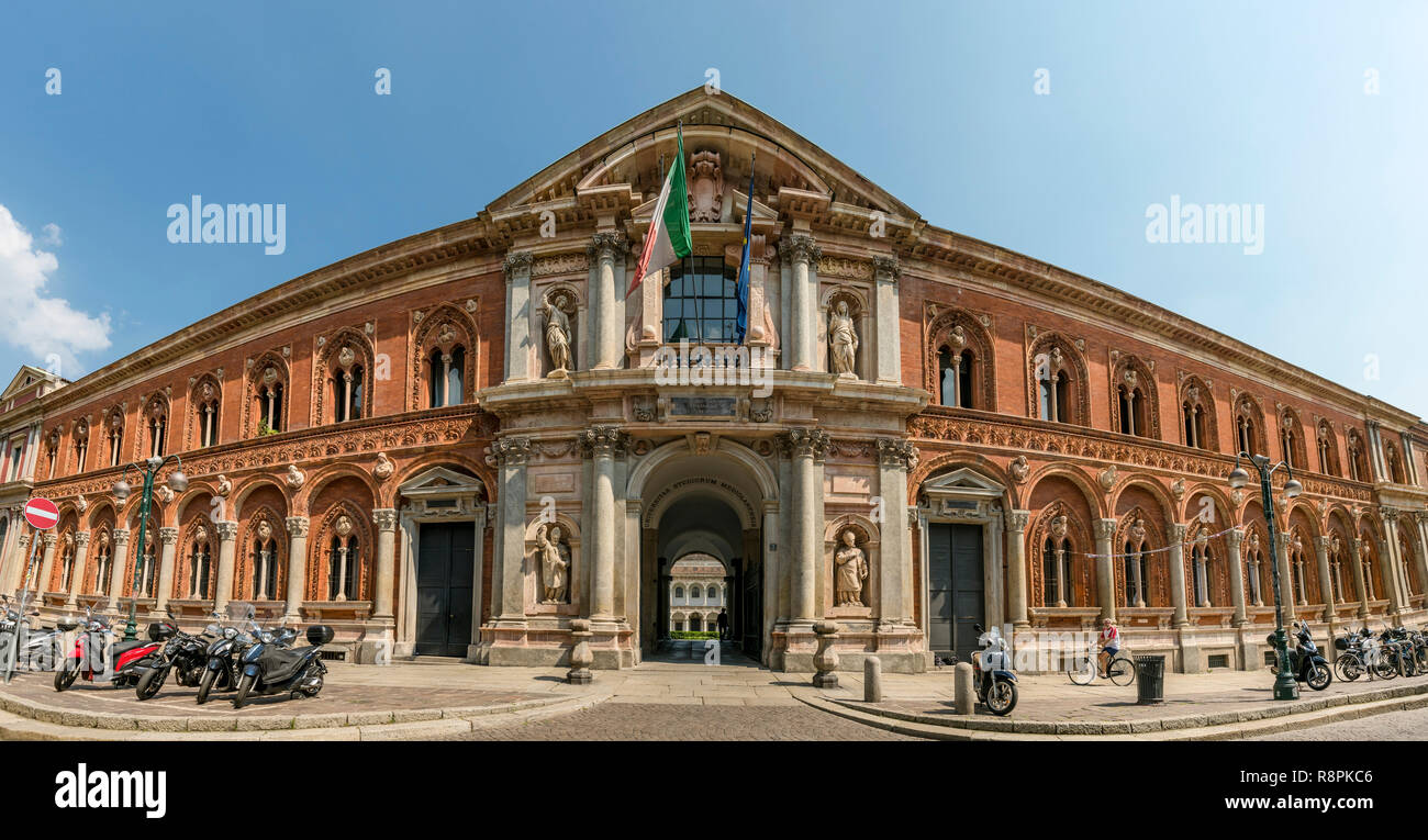 Horizontal streetview of the University of Milan, Italy Stock Photo - Alamy