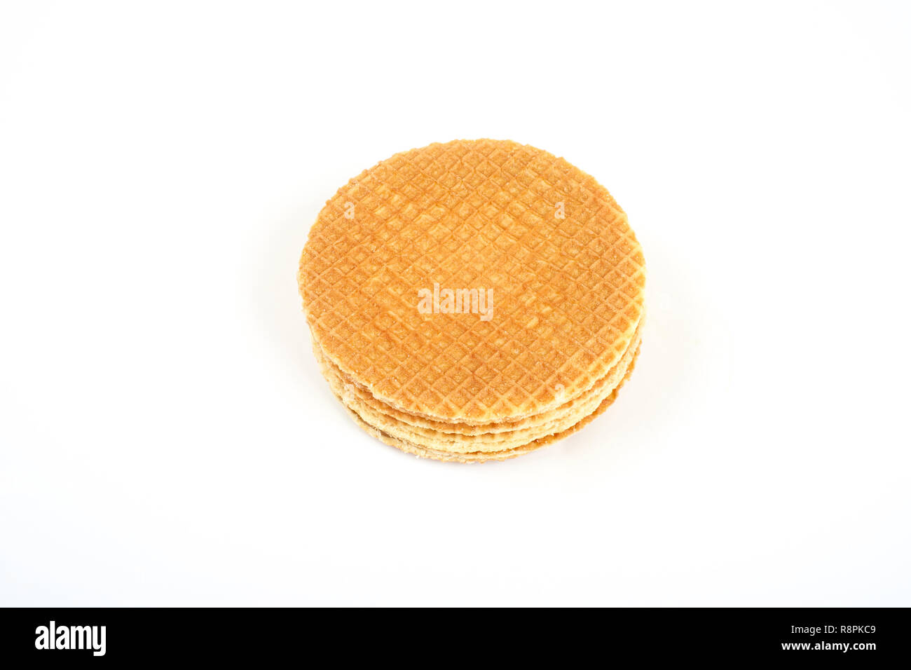 Round ruddy waffle isolated on white background Stock Photo - Alamy