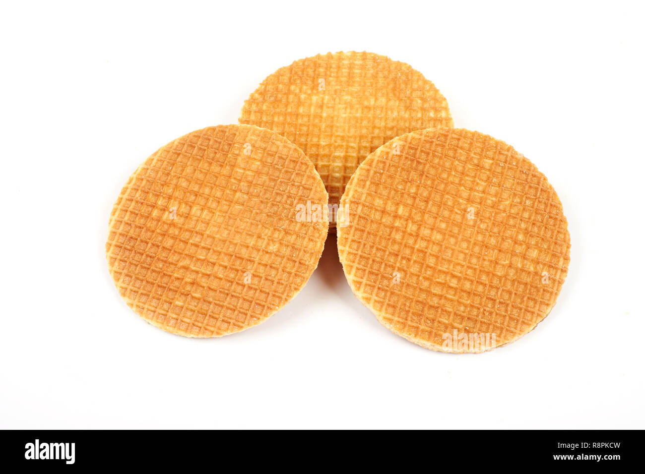 Round ruddy waffle isolated on white background Stock Photo - Alamy