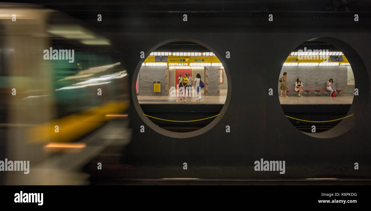 Horizontal view of the Metro in Milan, Italy Stock Photo - Alamy