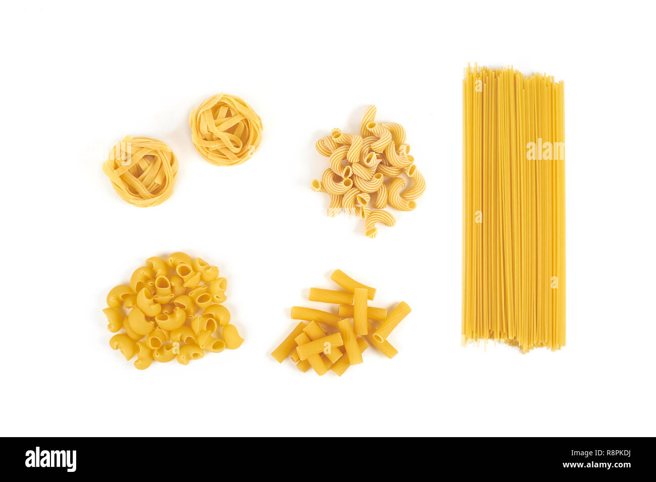 Collection of italian pasta portion isolated on white background Stock ...