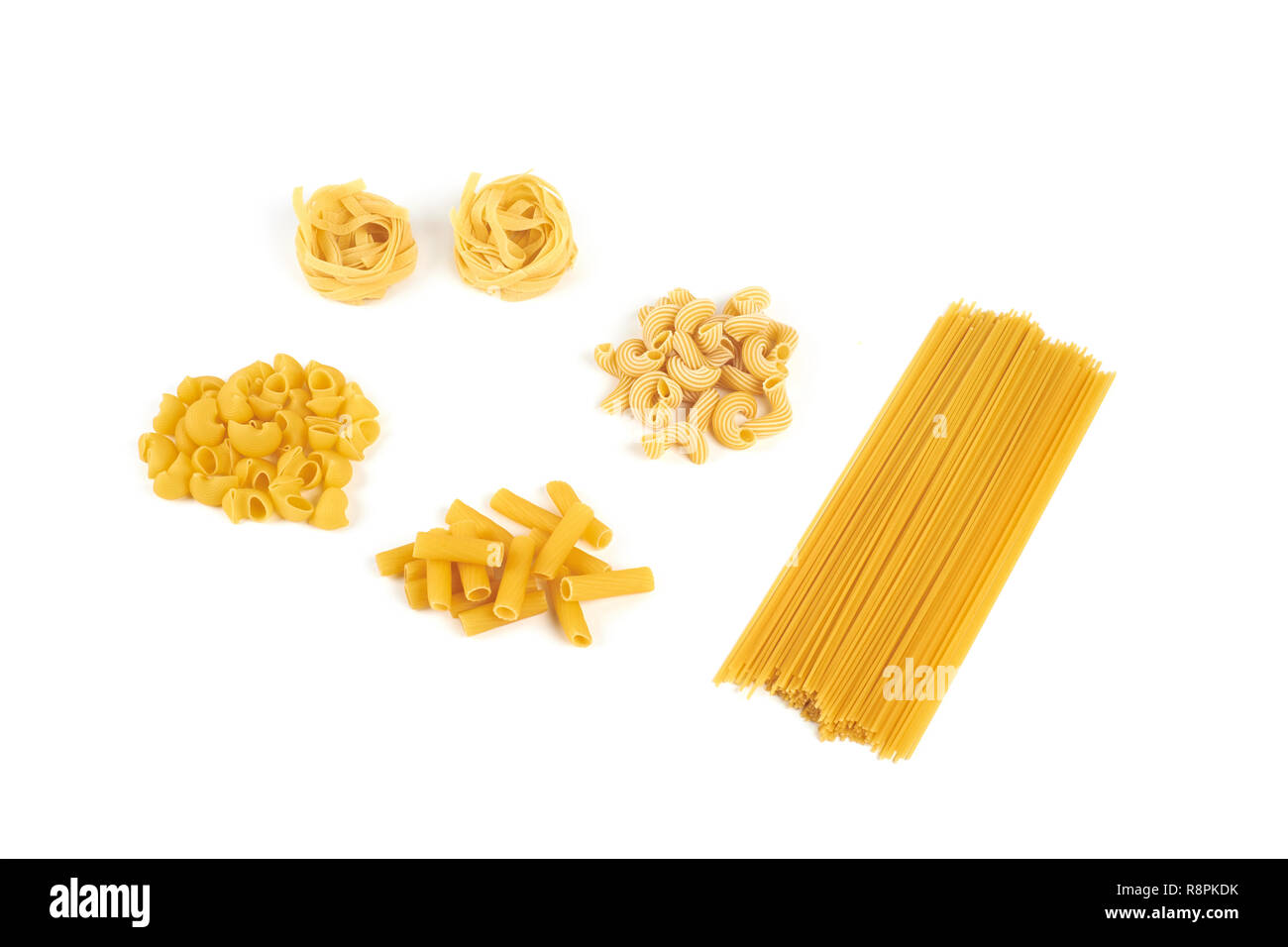 Collection of italian pasta portion isolated on white background Stock ...