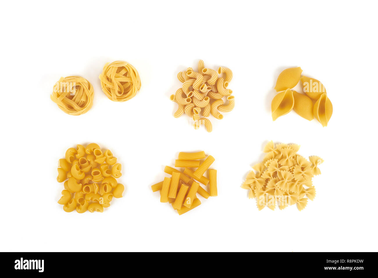 Collection of italian pasta portion isolated on white background Stock ...