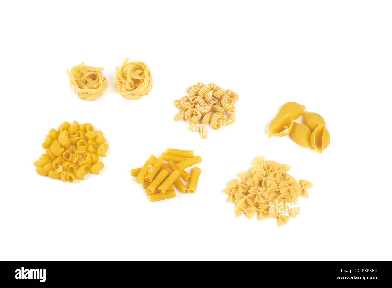 Collection of italian pasta portion isolated on white background Stock ...