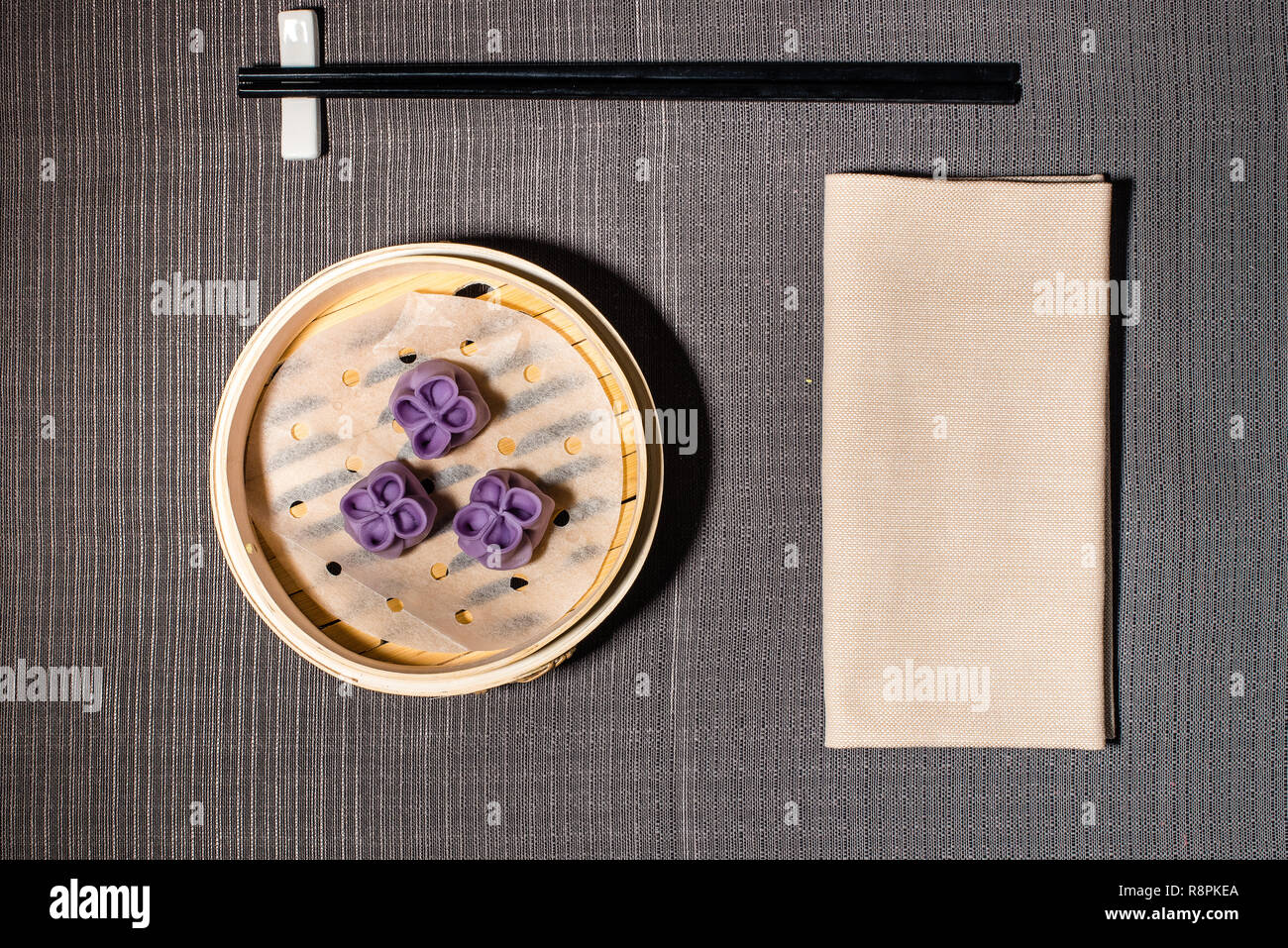 Chinese steamed ravioli filled with octopus served in the typical ...