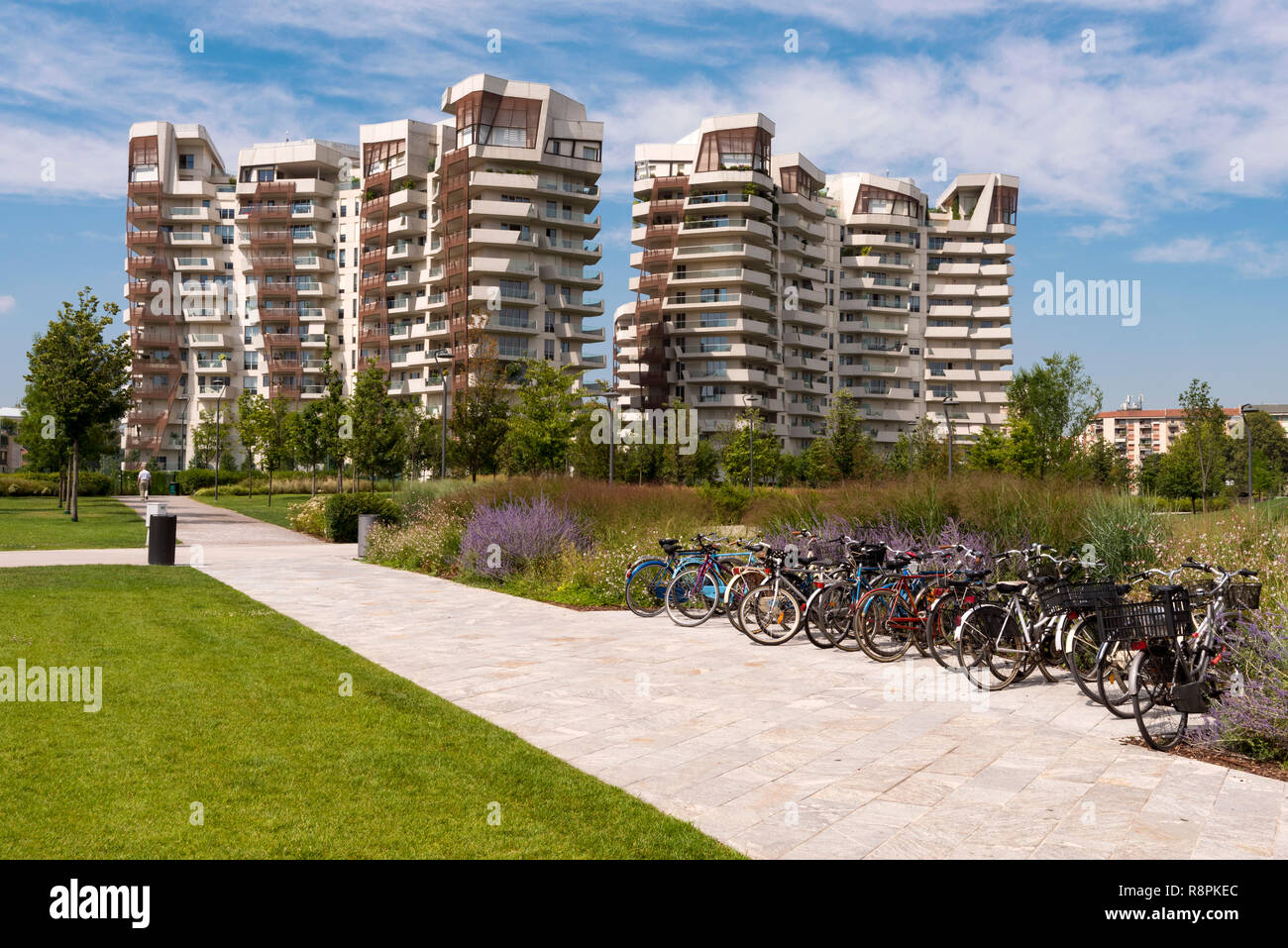 Horizontal view of the Libeskind residences in Milan, Italy Stock Photo ...