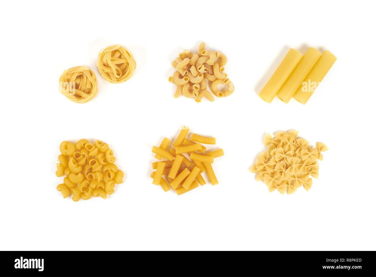 Collection of italian pasta portion isolated on white background Stock ...