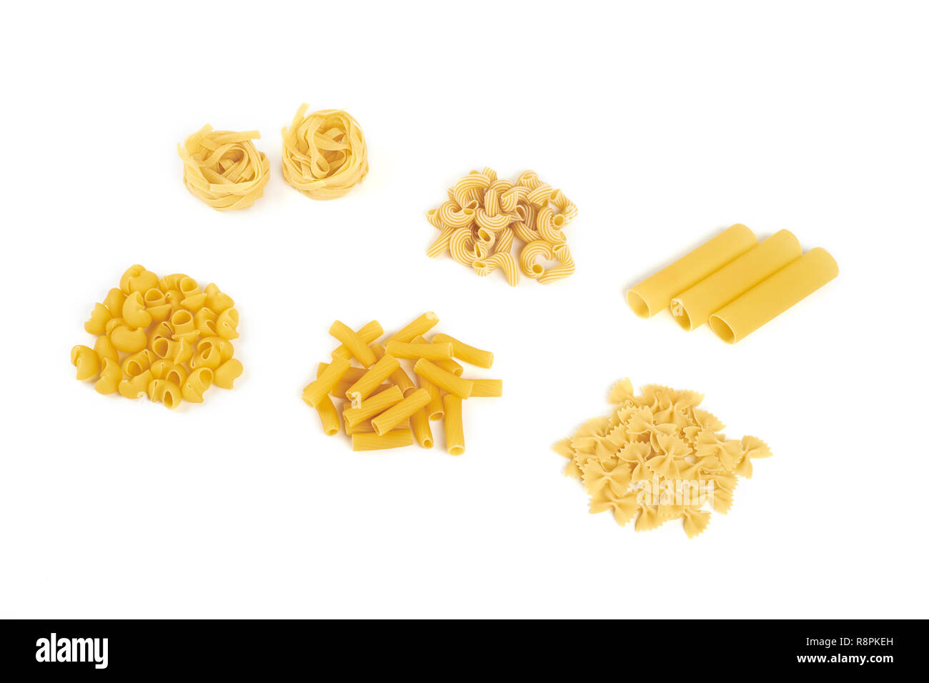 Collection of italian pasta portion isolated on white background Stock ...