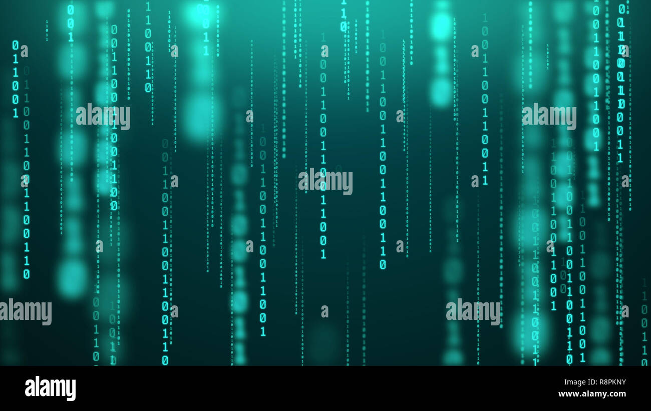 Blue binary rain computer inside matrix numeric blur background Stock Photo - Alamy