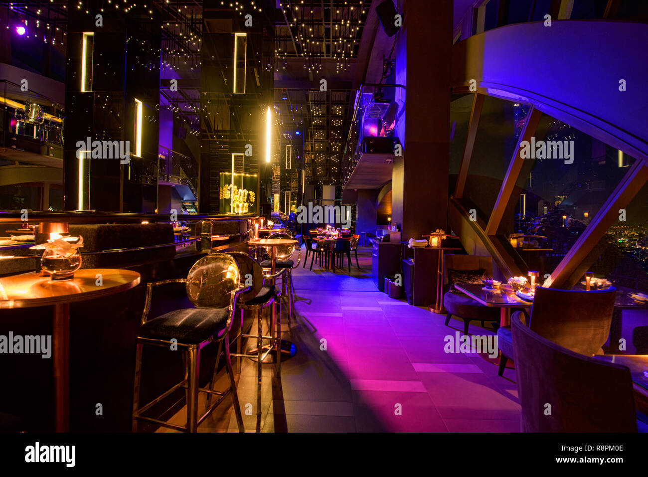 Interior of the stylish Vertigo TOO Bar, Bangkok, Thailand Stock Photo ...