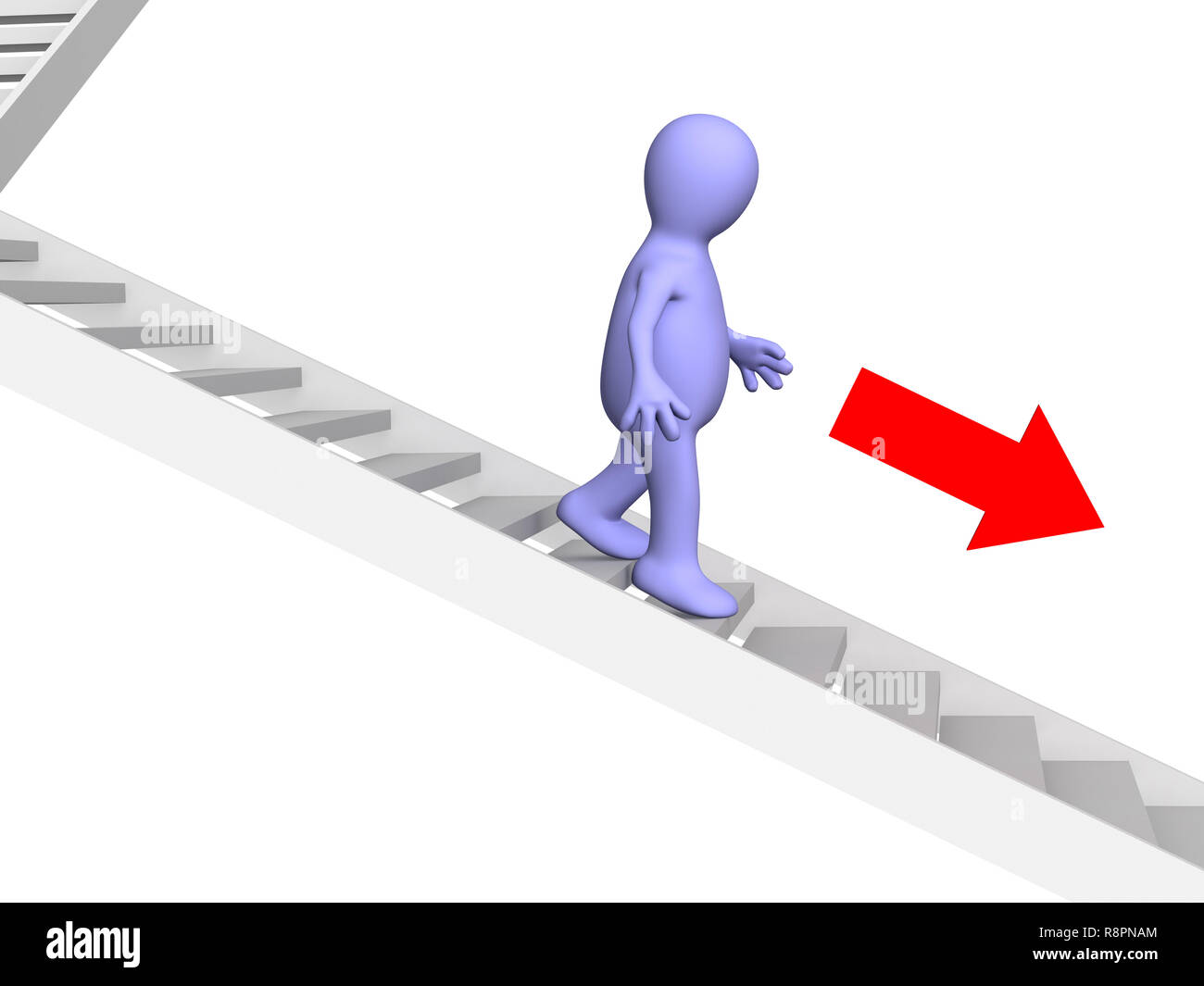 3d person - puppet, going down downwards on a ladder. Objects over ...