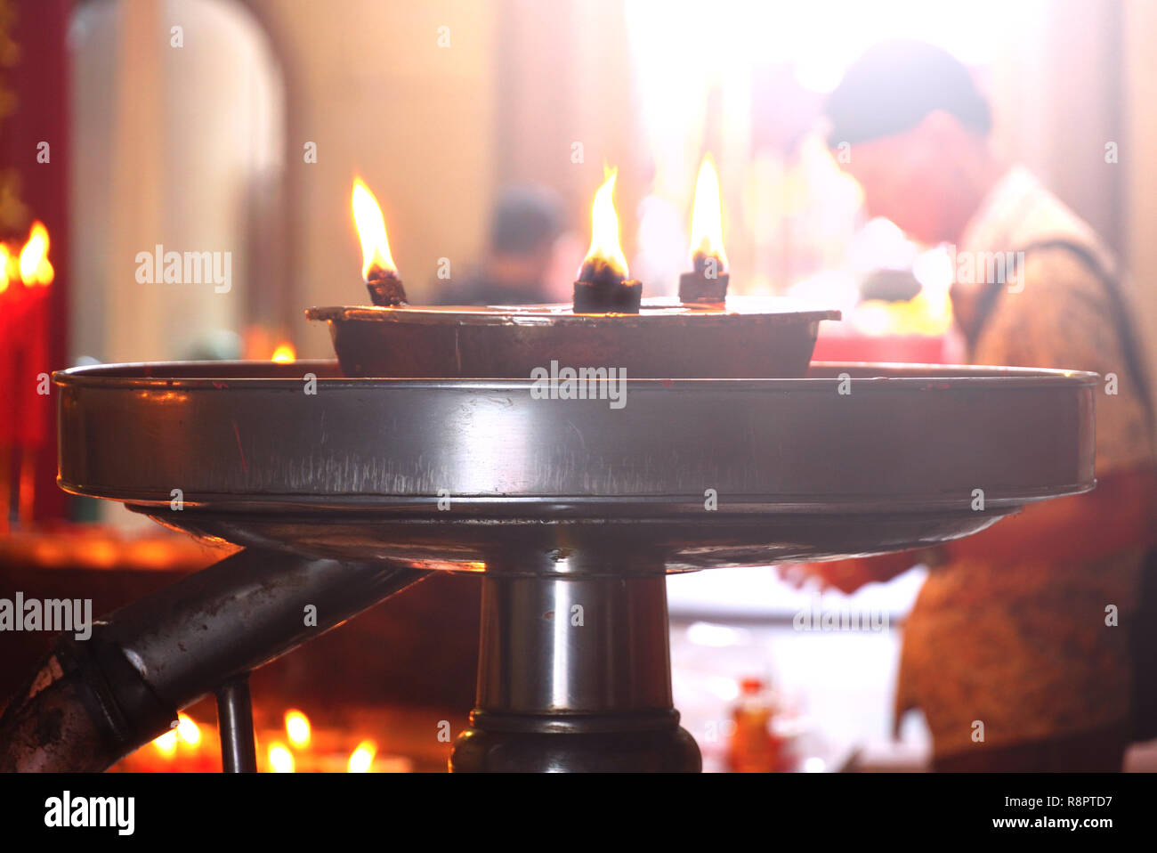 Candles pot in shrine temple in chinatown,chinese new year theme Stock ...