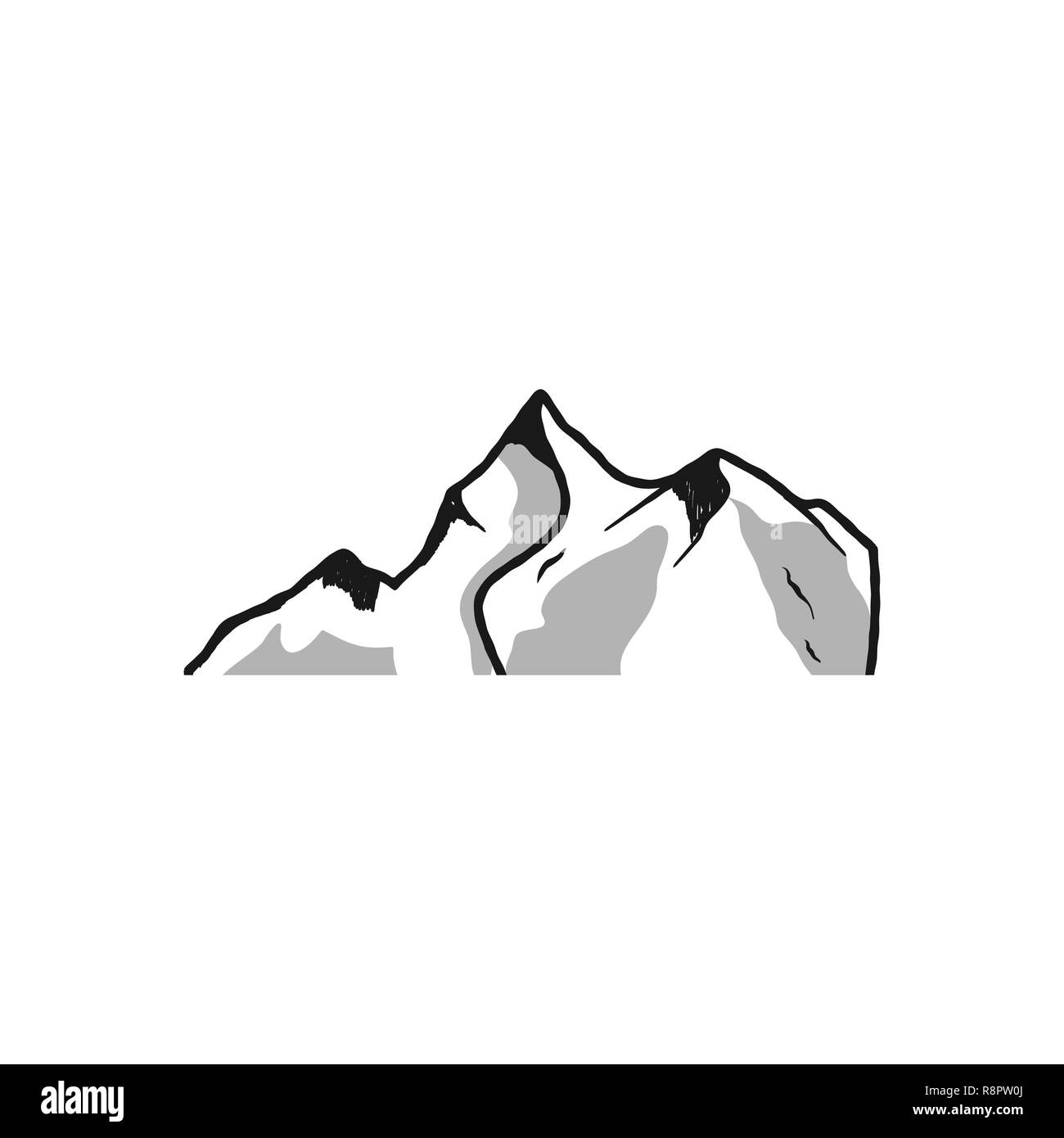 Mountain silhouette shape. Outdoor icon isolated on white background ...