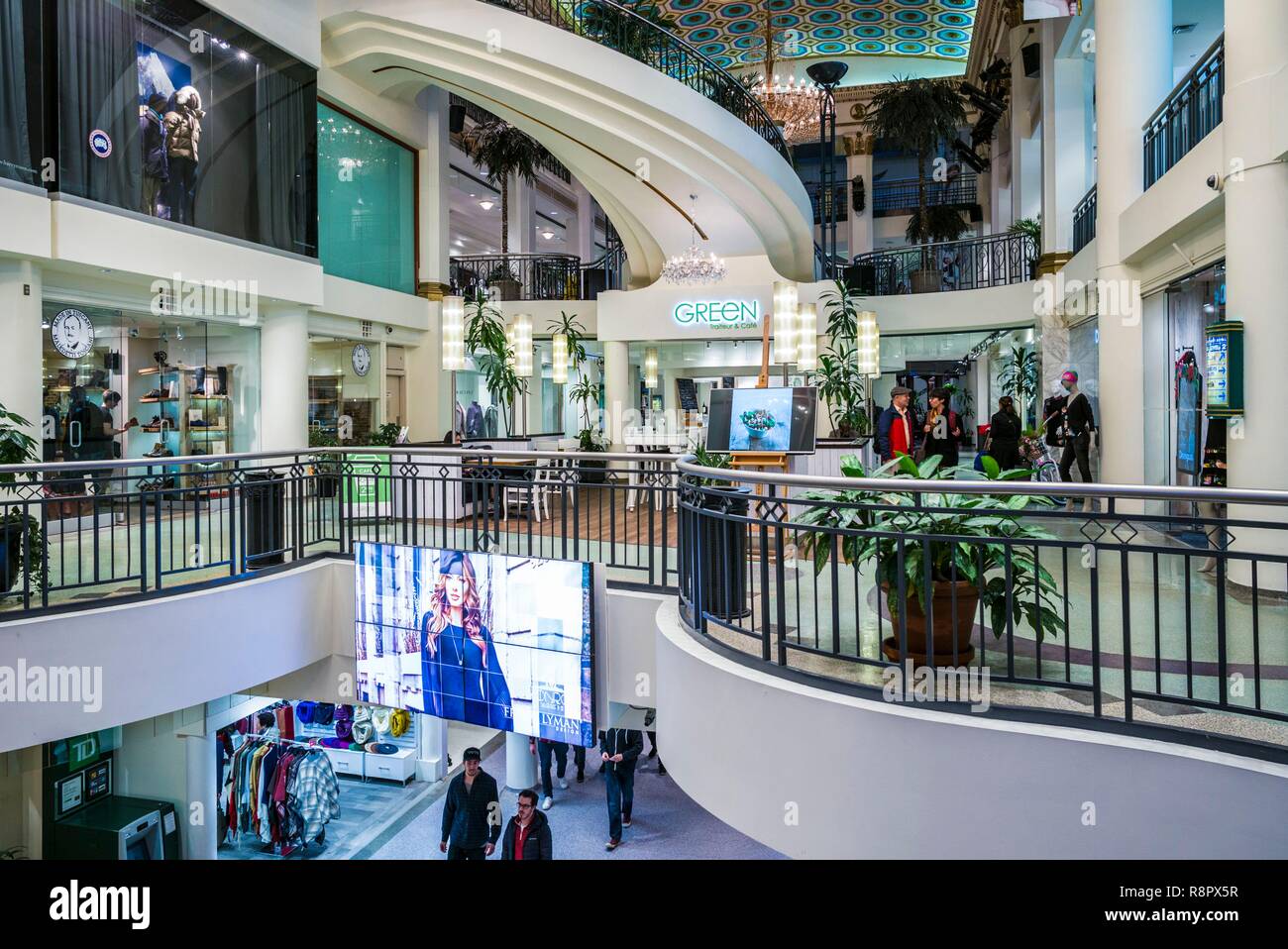 Canada, Quebec, Montreal, Les Cours Mont-Royal shopping mall in the ...