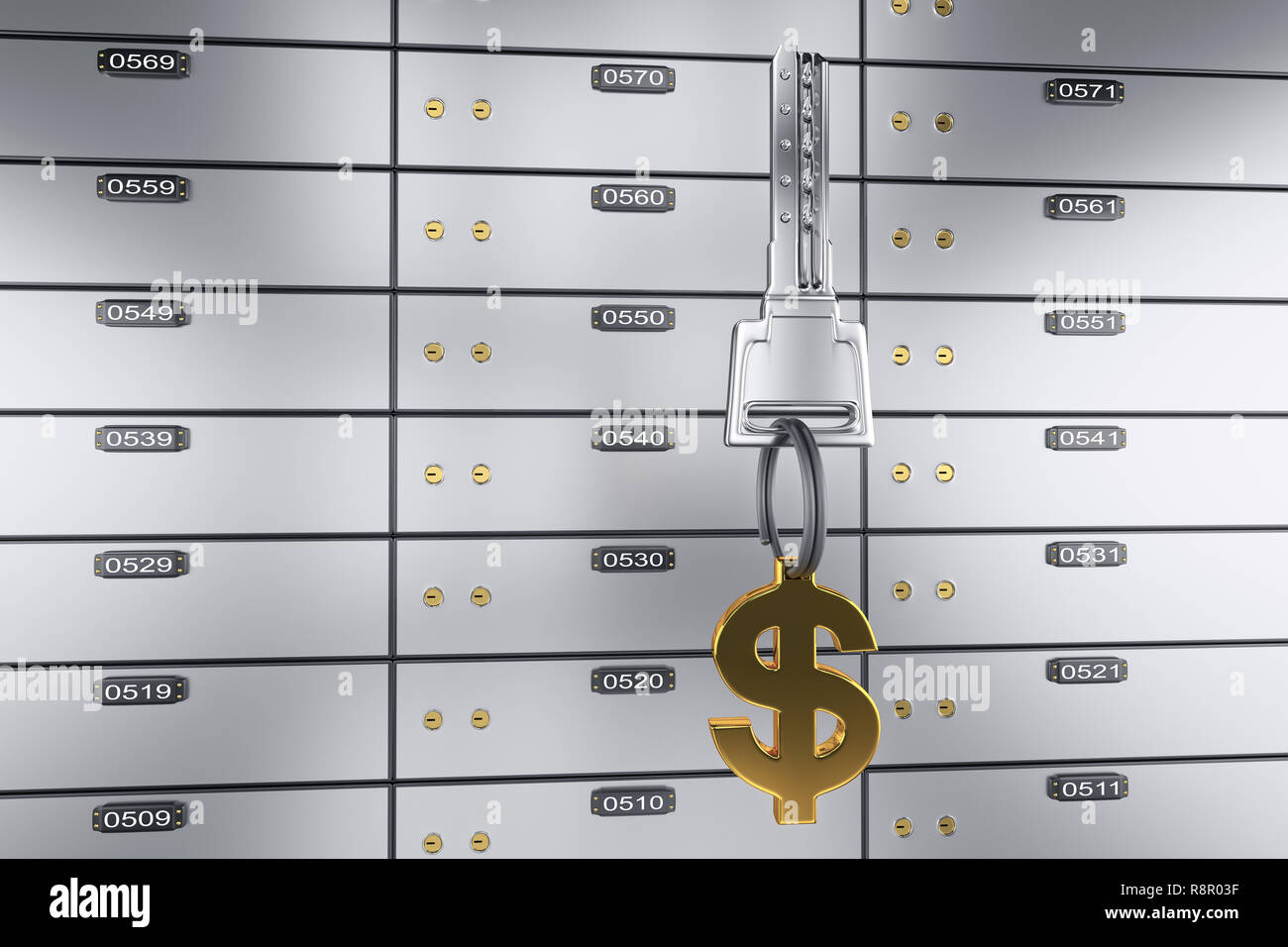 3D deposit boxes with key. Safe lockers Stock Photo - Alamy