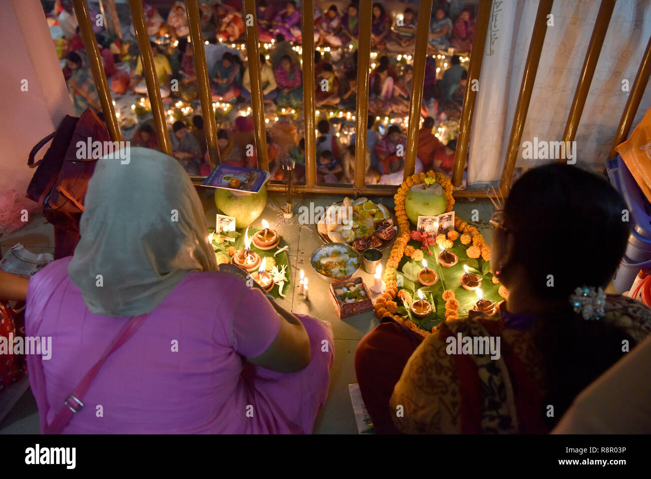 Dhaka, Bangladesh - November 08, 2016: Thousands of Hindus sit with ...