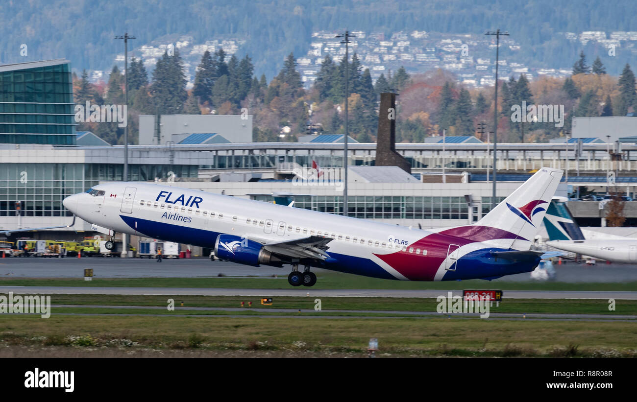 Flair Airlines plane Boeing 737 airplane jet airliner taking off Stock ...