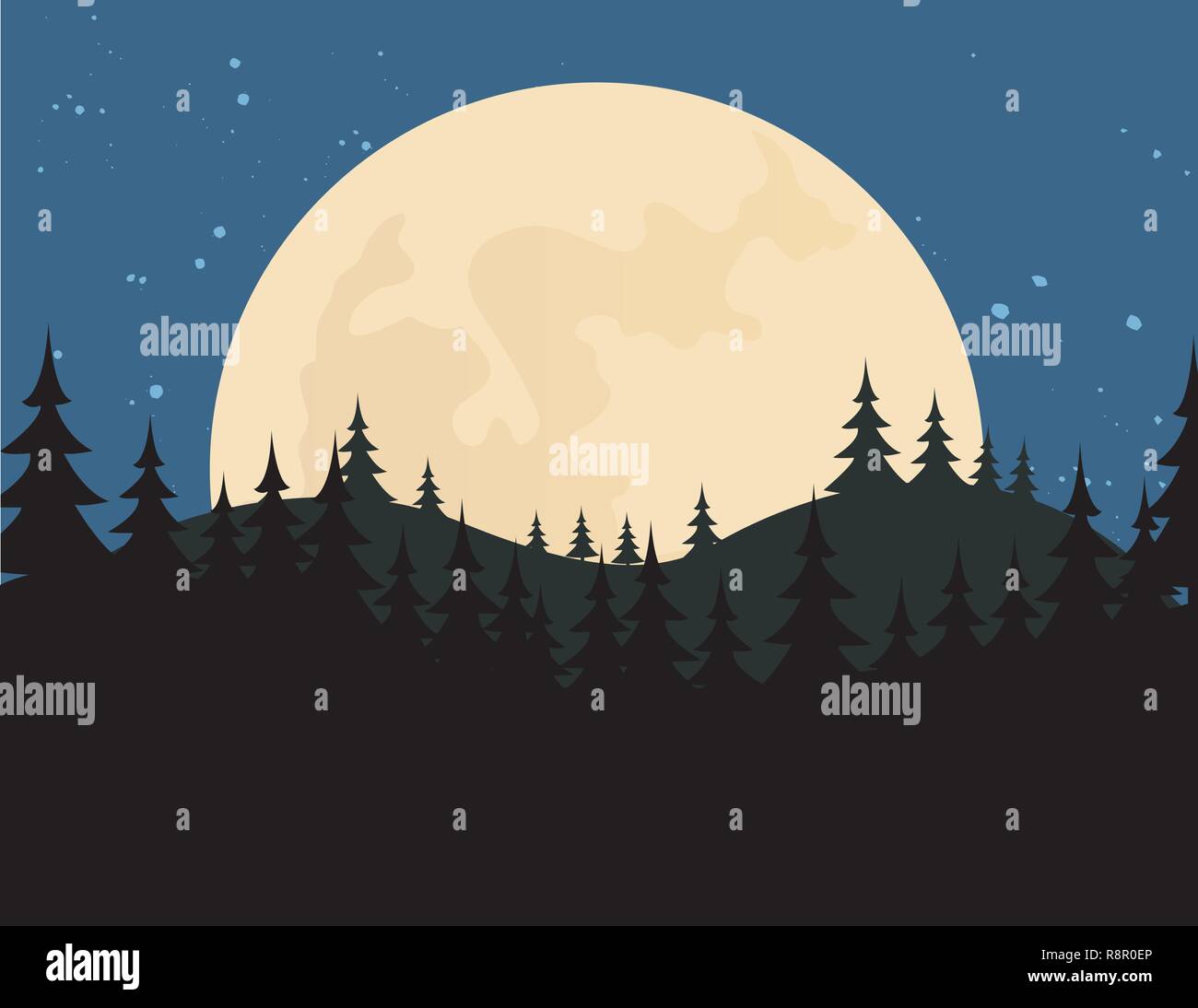 Vector illustration of a modern nature with the moon Stock Vector Image ...