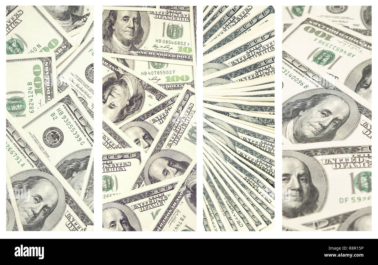 Collection of banners with dollar banknotes Stock Photo - Alamy