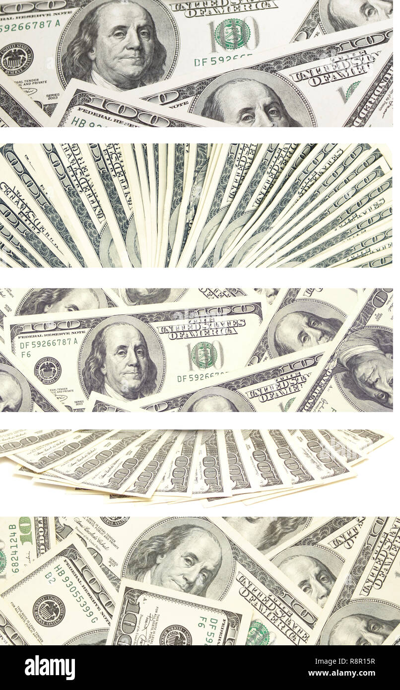 Collection of banners with dollar banknotes Stock Photo - Alamy