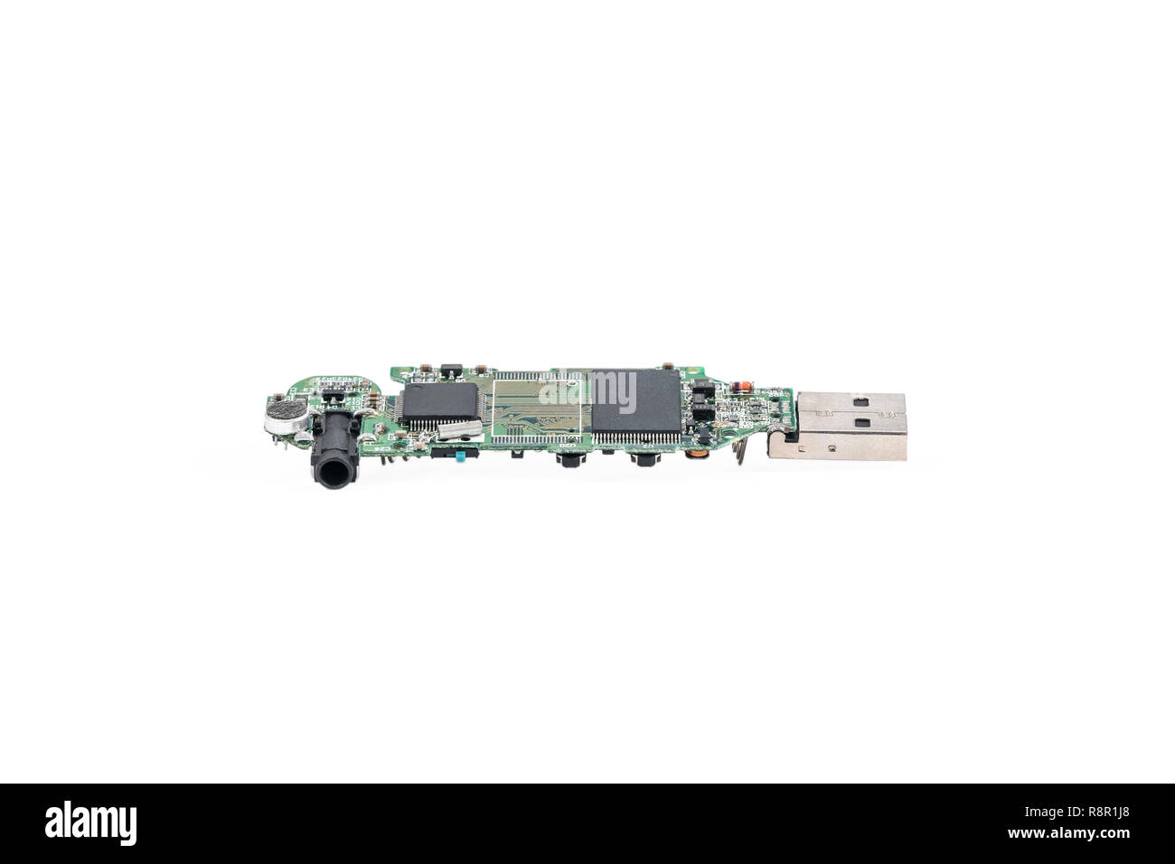 memory chips disassembled flash drive isolated on white background ...