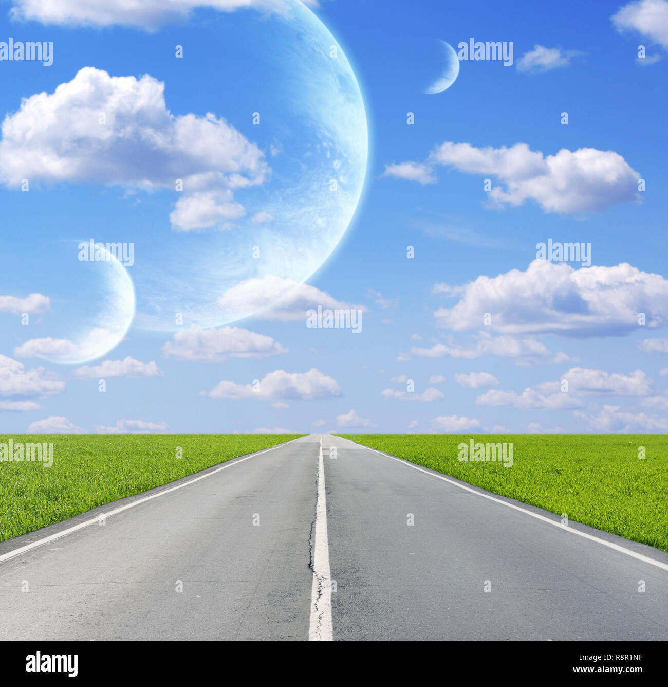 Collage - sky in alien planet Stock Photo - Alamy