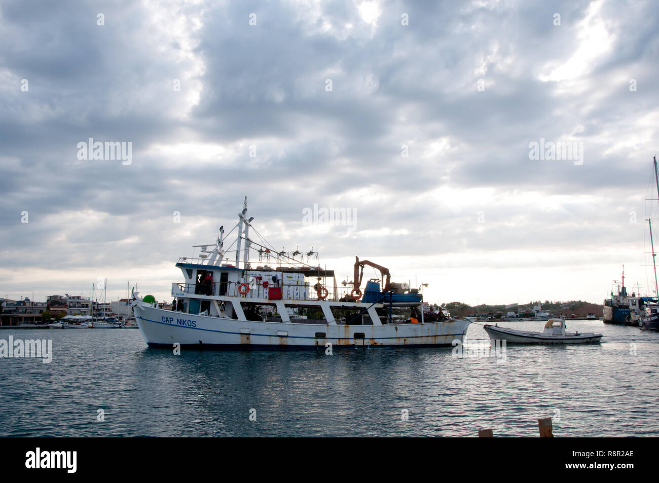 Nea Moudania,Chalkidiki peninsula,Greece,August 12,2018:Fishing boat ...