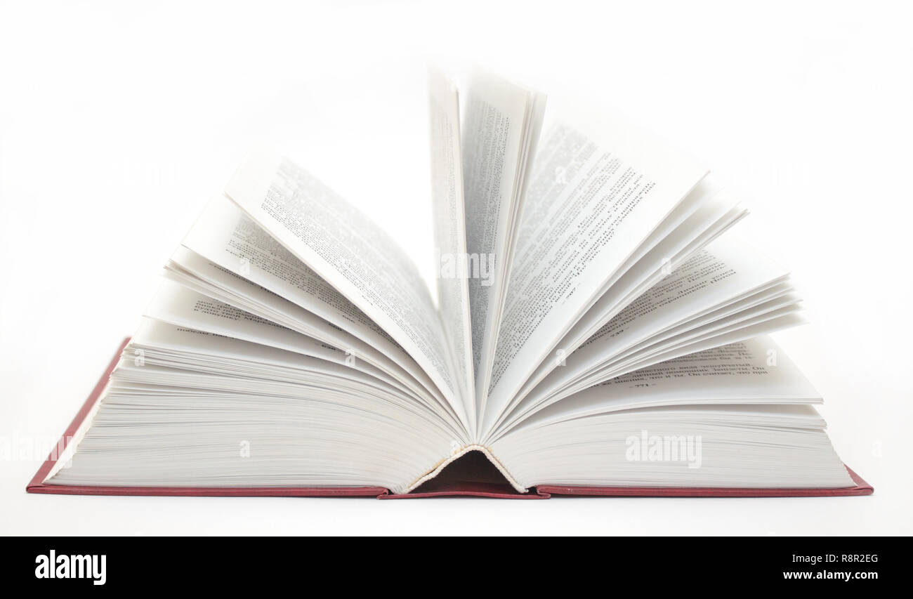 Opened book - object over white Stock Photo - Alamy