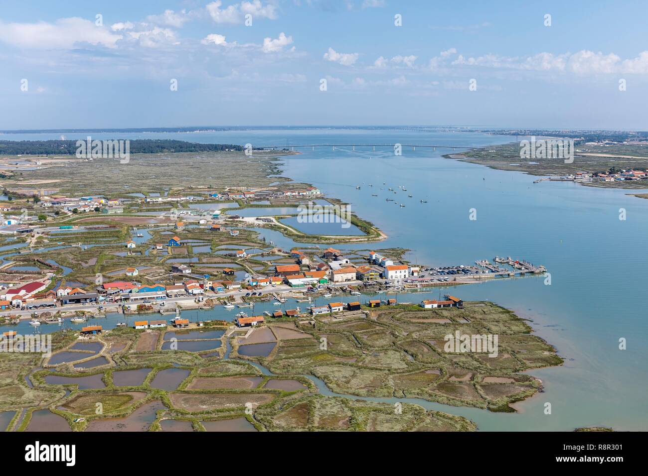 France, Charente Maritime, La Tremblade, La Tremblade channel and the ...