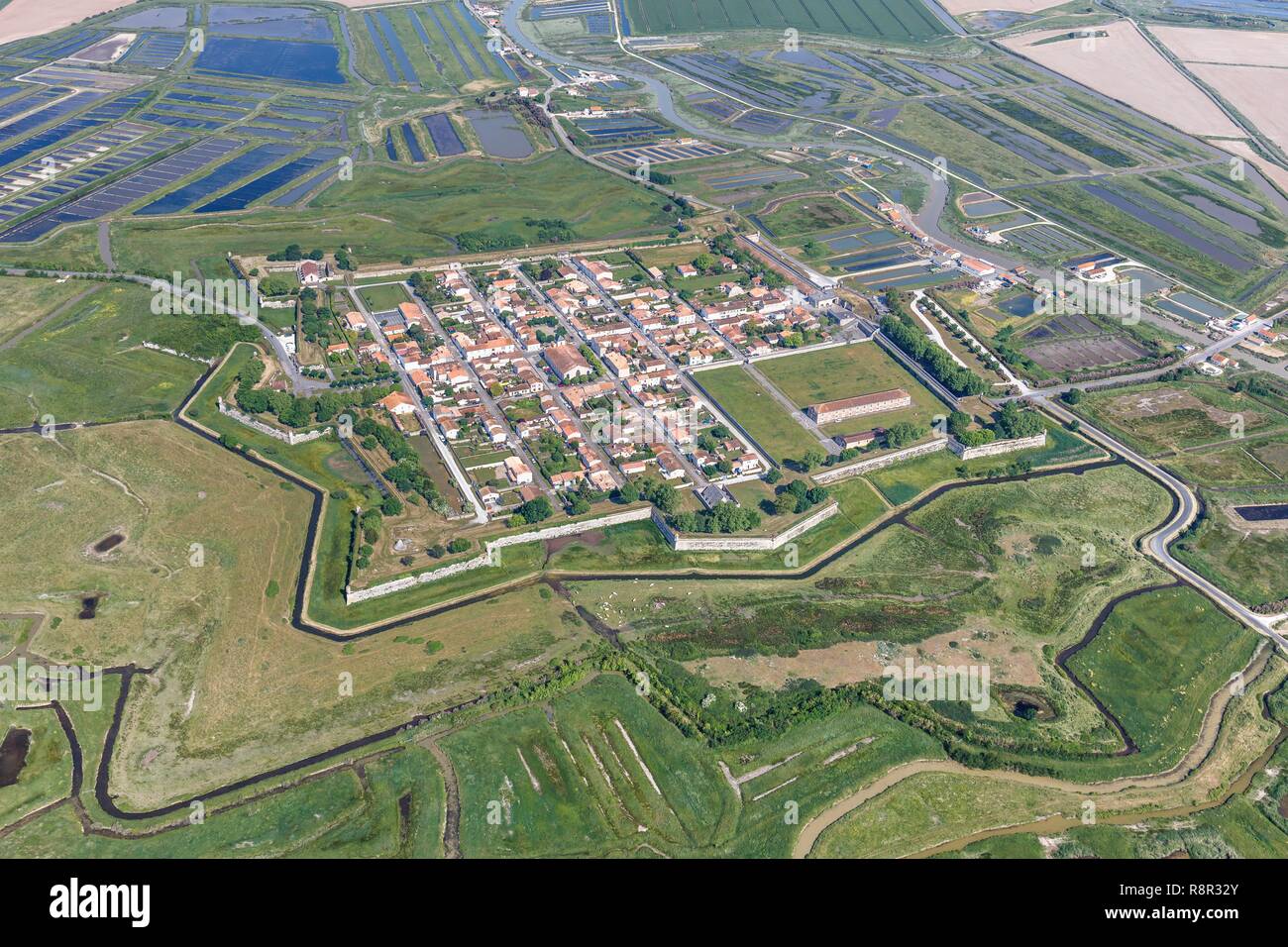 France, Charente Maritime, Brouage, the fortified city (aerial view ...