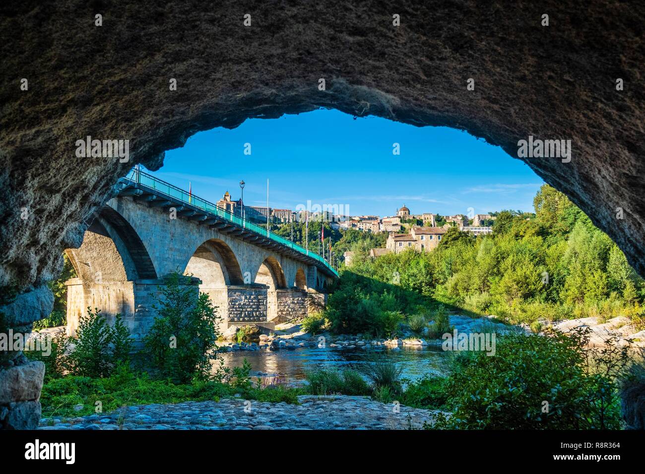 France, Ardeche, Aubenas, Ucel bridge over Ardeche river Stock Photo ...