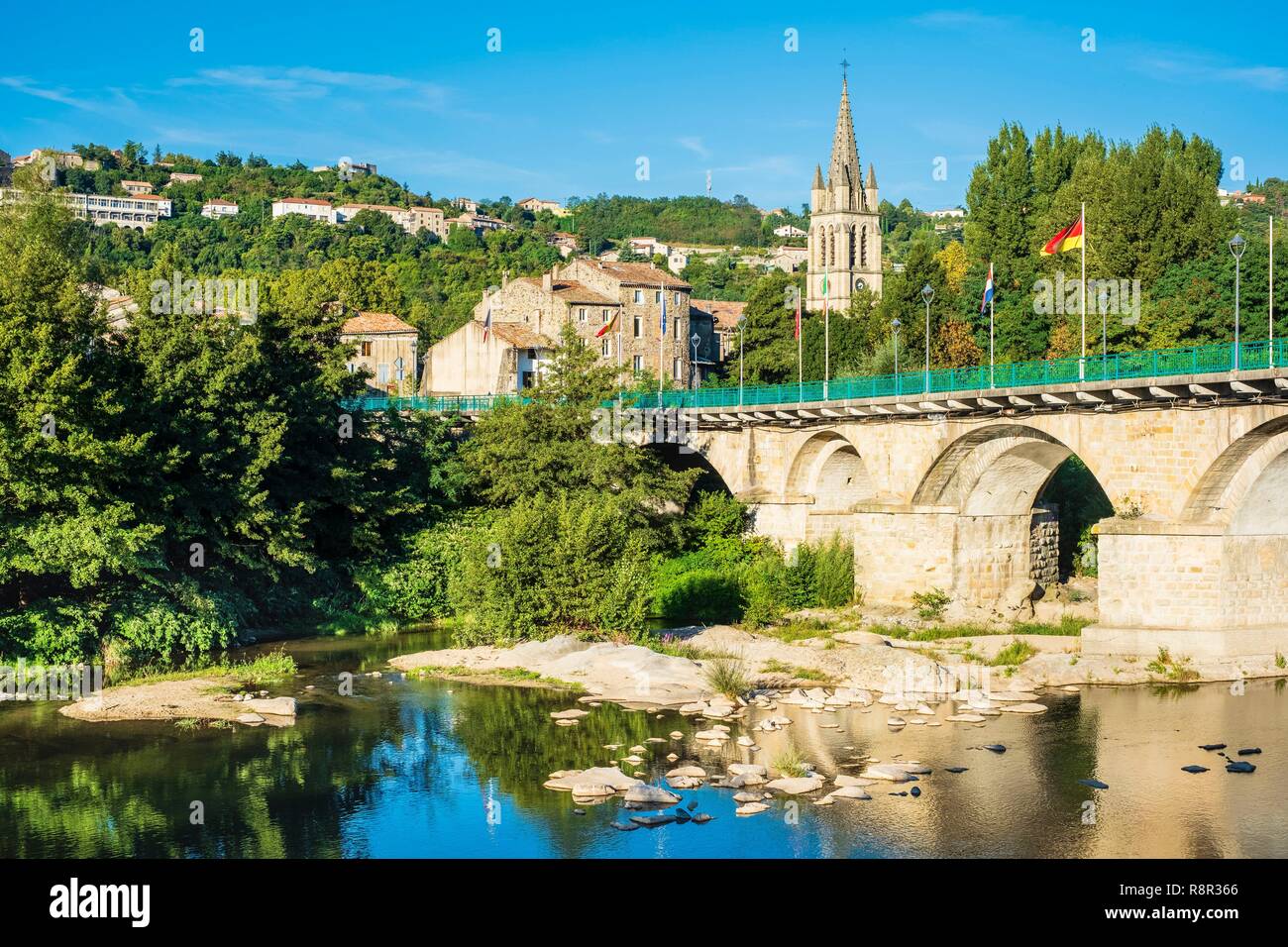 France, Ardeche, Aubenas, Ucel bridge over Ardeche river Stock Photo ...