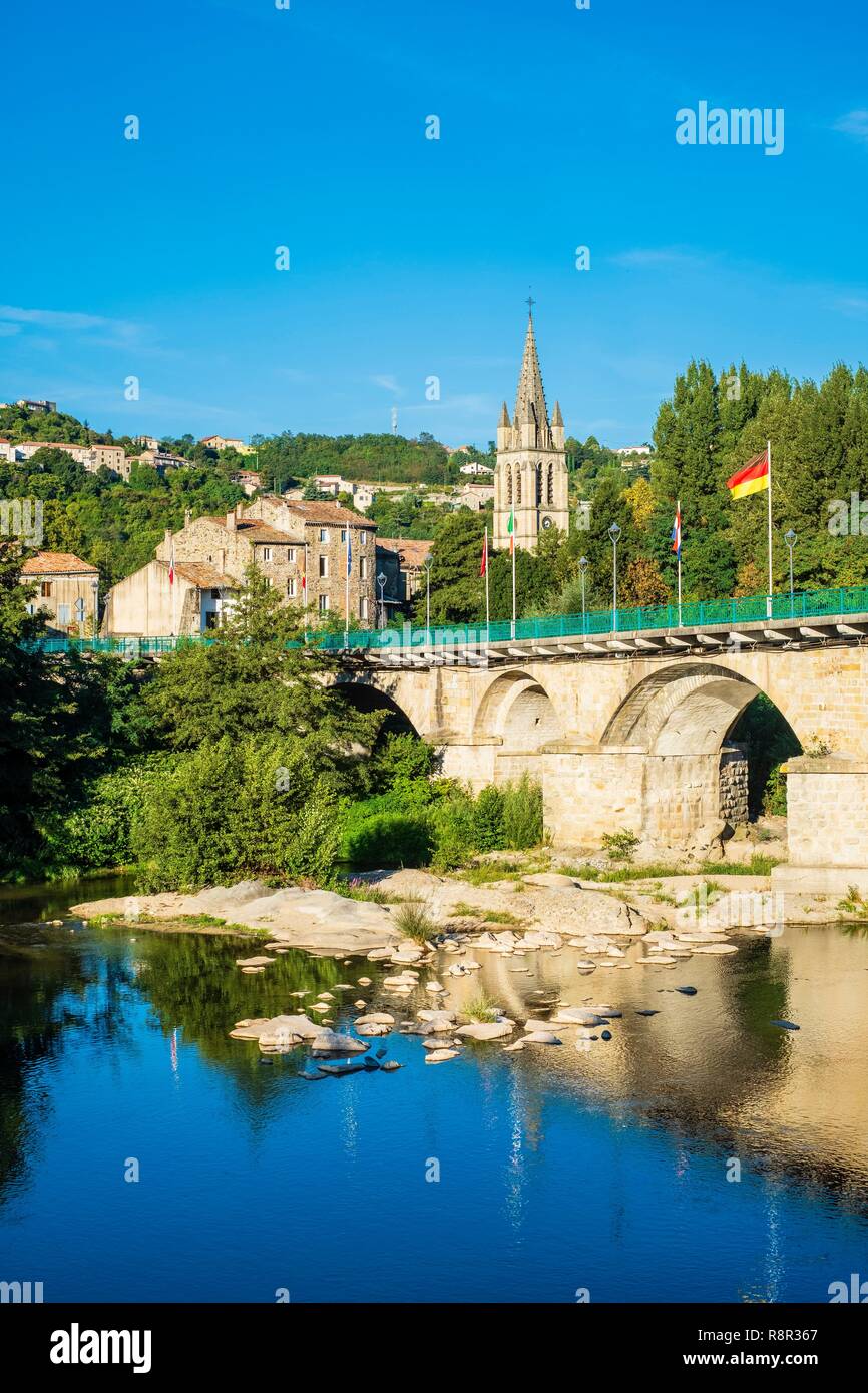 France, Ardeche, Aubenas, Ucel bridge over Ardeche river Stock Photo ...
