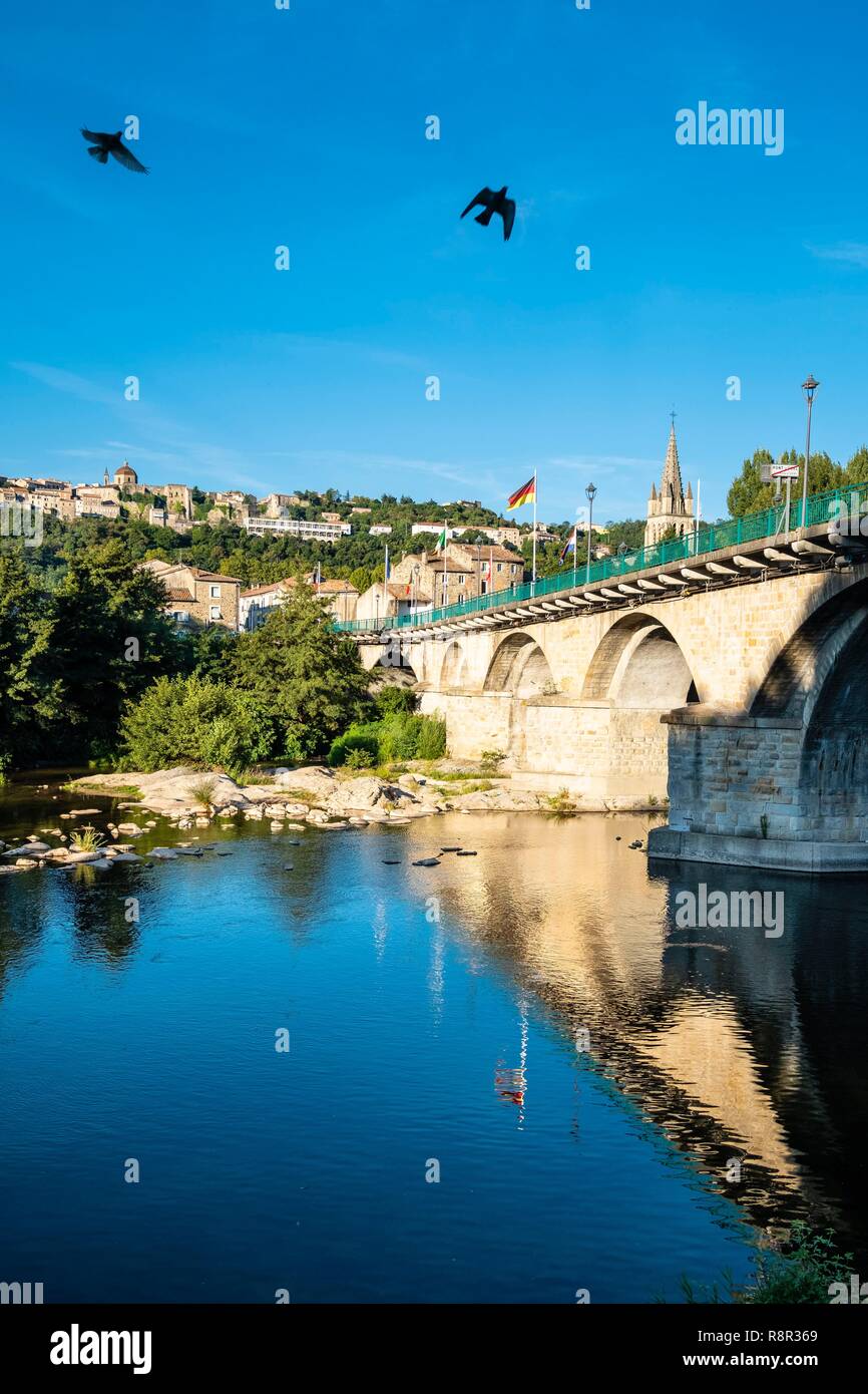 France, Ardeche, Aubenas, Ucel bridge over Ardeche river Stock Photo ...