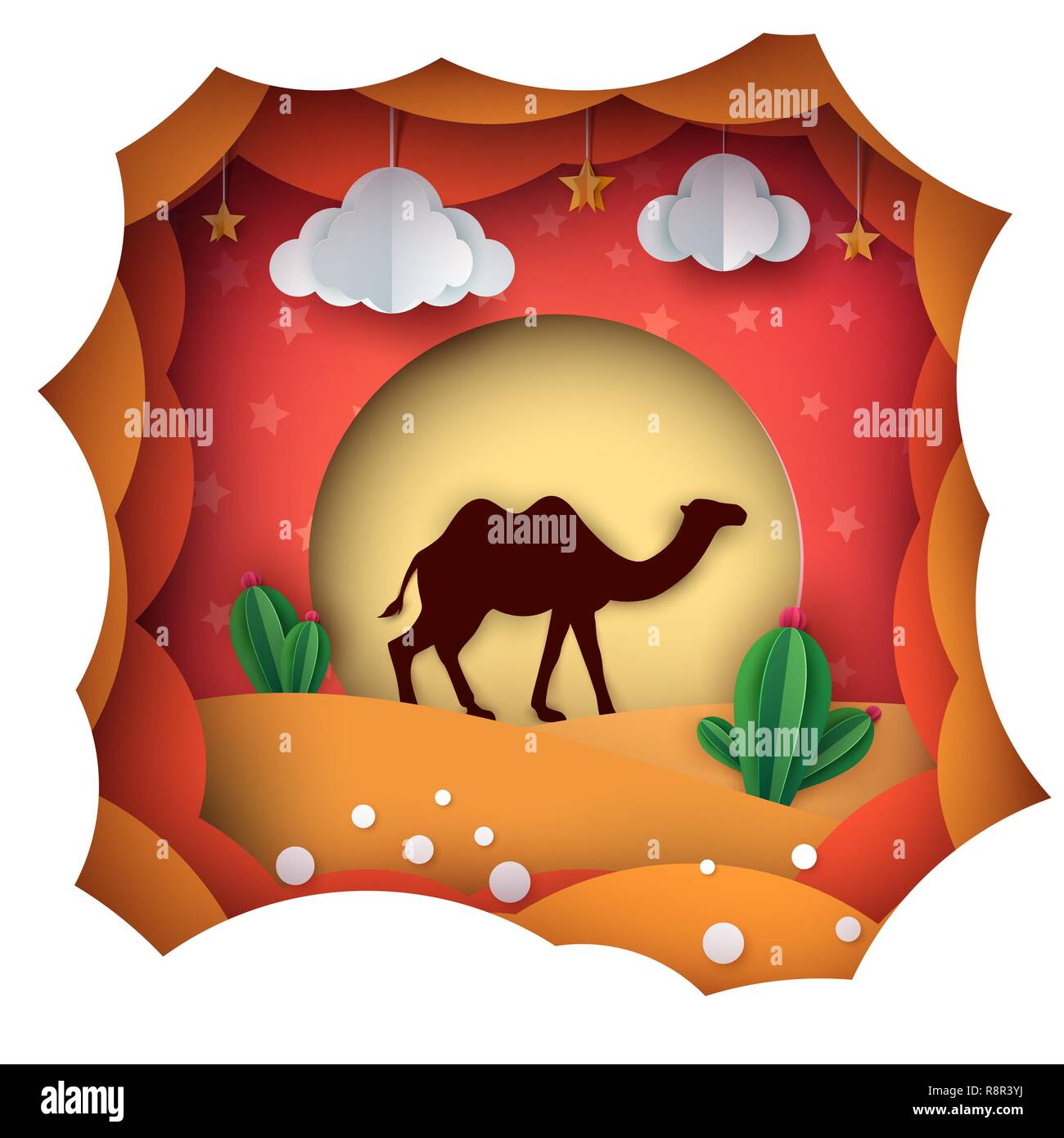 Cartoon paper landscape. Camel illustration Stock Vector Image & Art ...